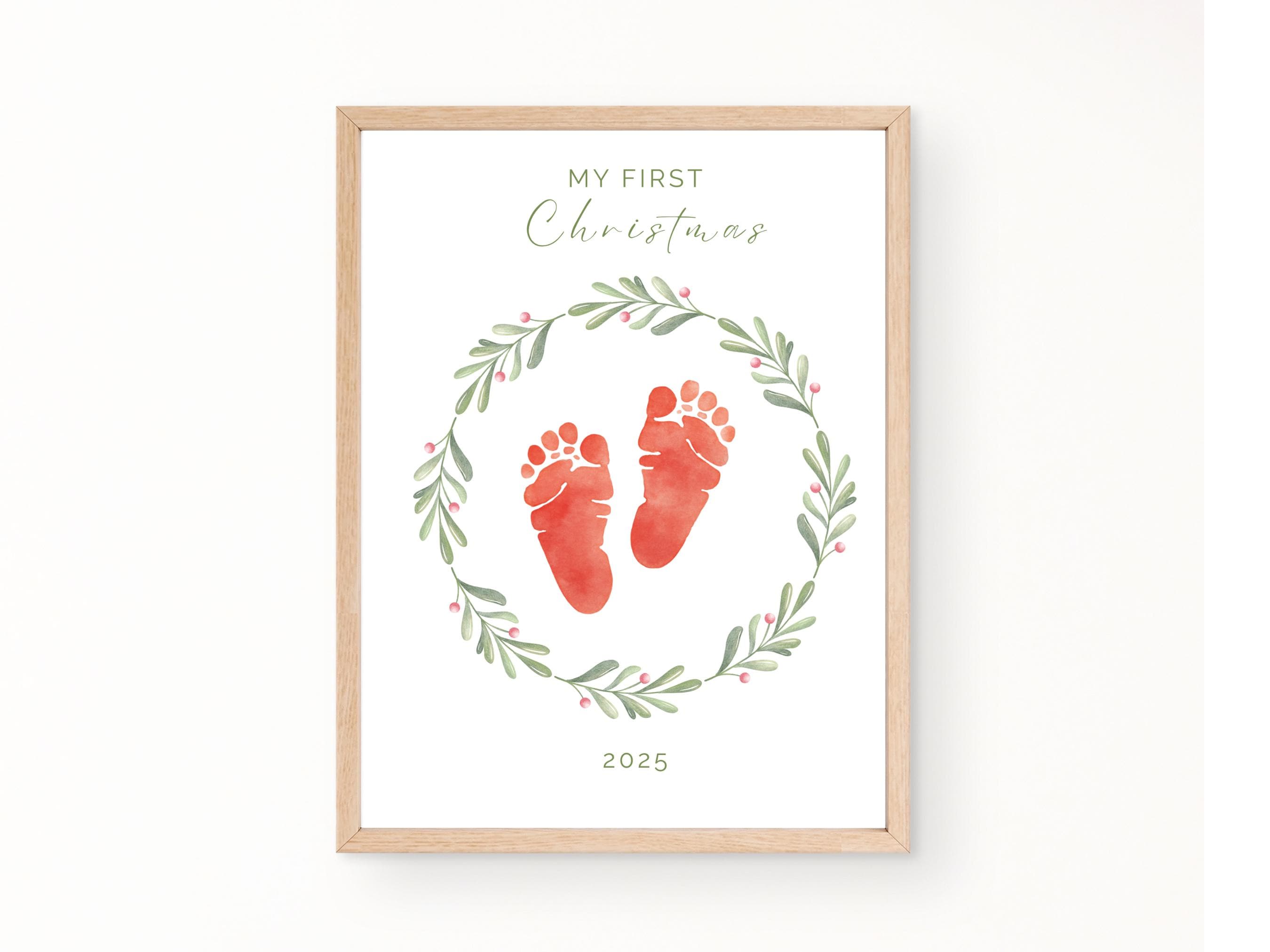 Baby’s First Christmas Printable | DIY Handprint or Footprint Art ...