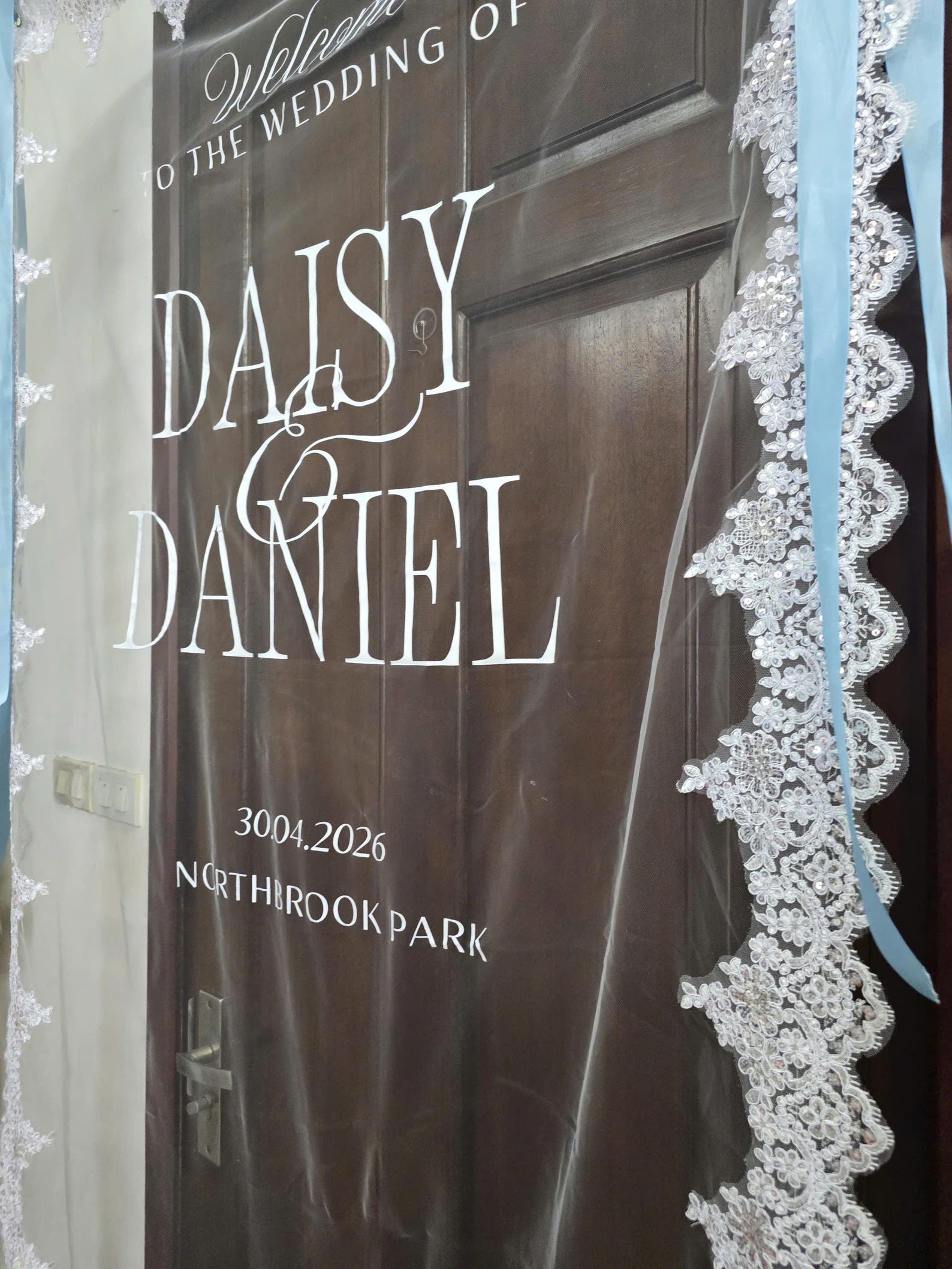 Personalized Sheer Wedding Welcome Sign: Lace Trim Banner - Etsy