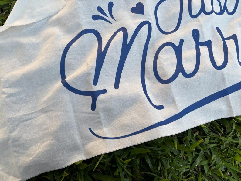 Personalized Just Married Car Sign, Rustic Wedding Fabric Banner - Etsy