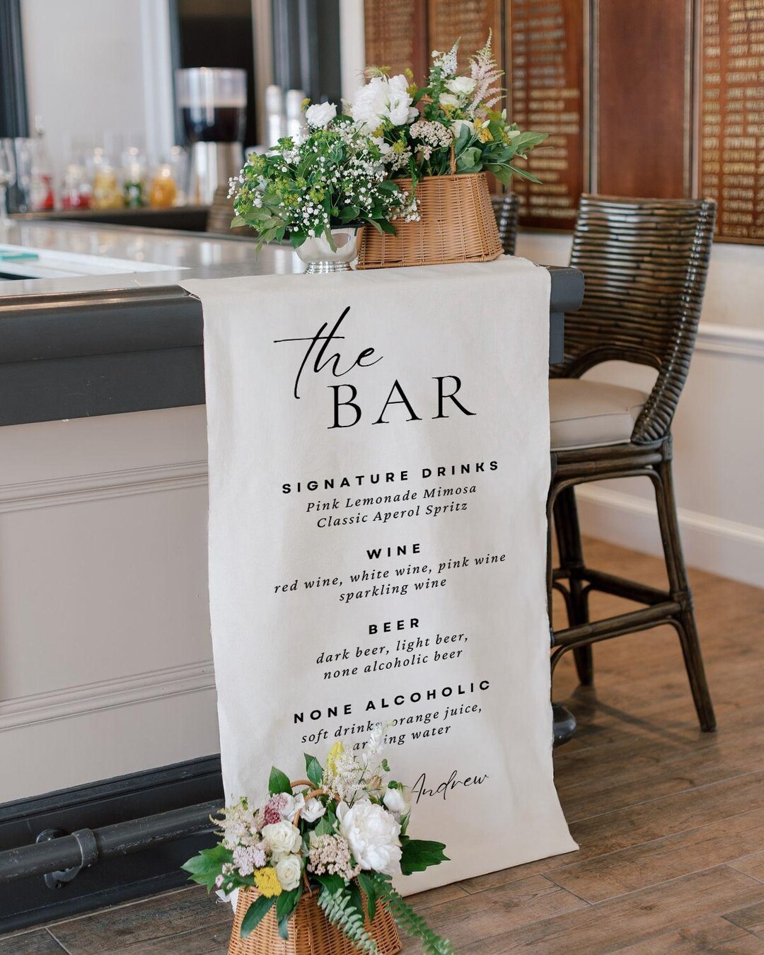 Custom Linen Wedding Bar Menu Sign: Signature Cocktails - Etsy Australia