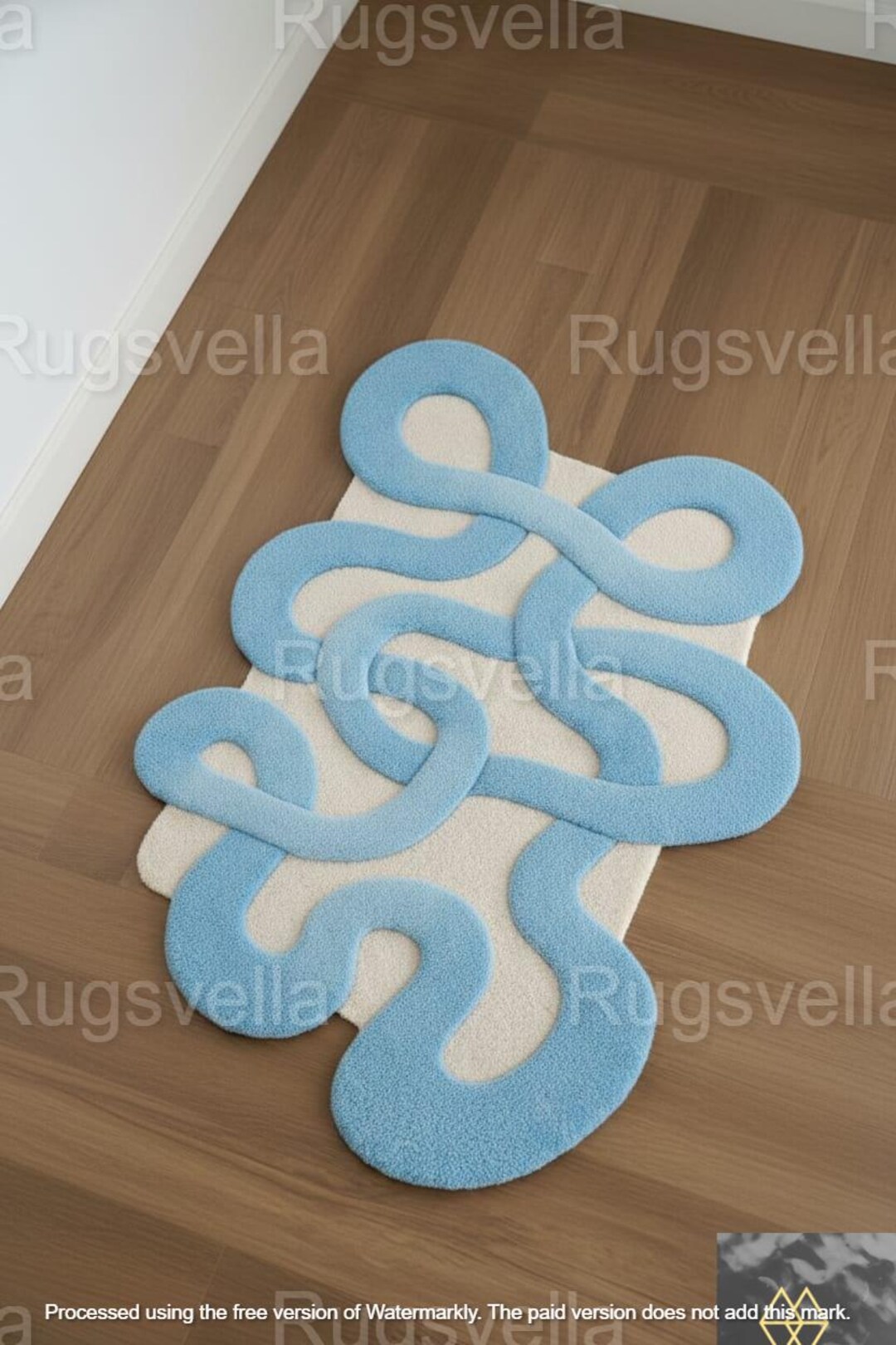 Hand Tufted 3D Wave Rug | Modern Wiggle Blue & Cream Area Rug ...