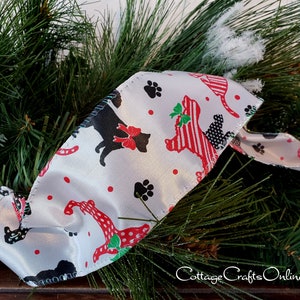 Christmas Wired Ribbon 2 1/2 Christmas Dogs and Puppies - Etsy
