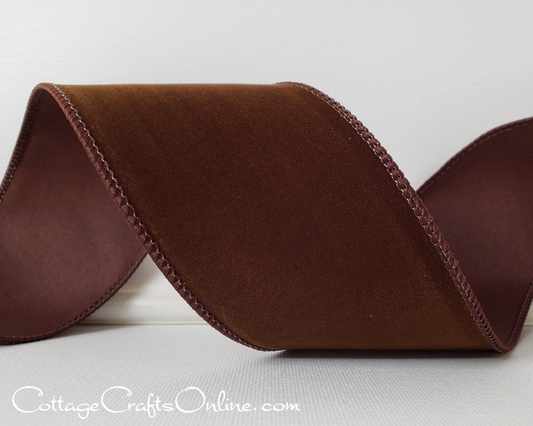 Wired Ribbon, 2.5 Inches Wide, Brown Velvet - TEN YARD ROLL ~ Simone 40 ...