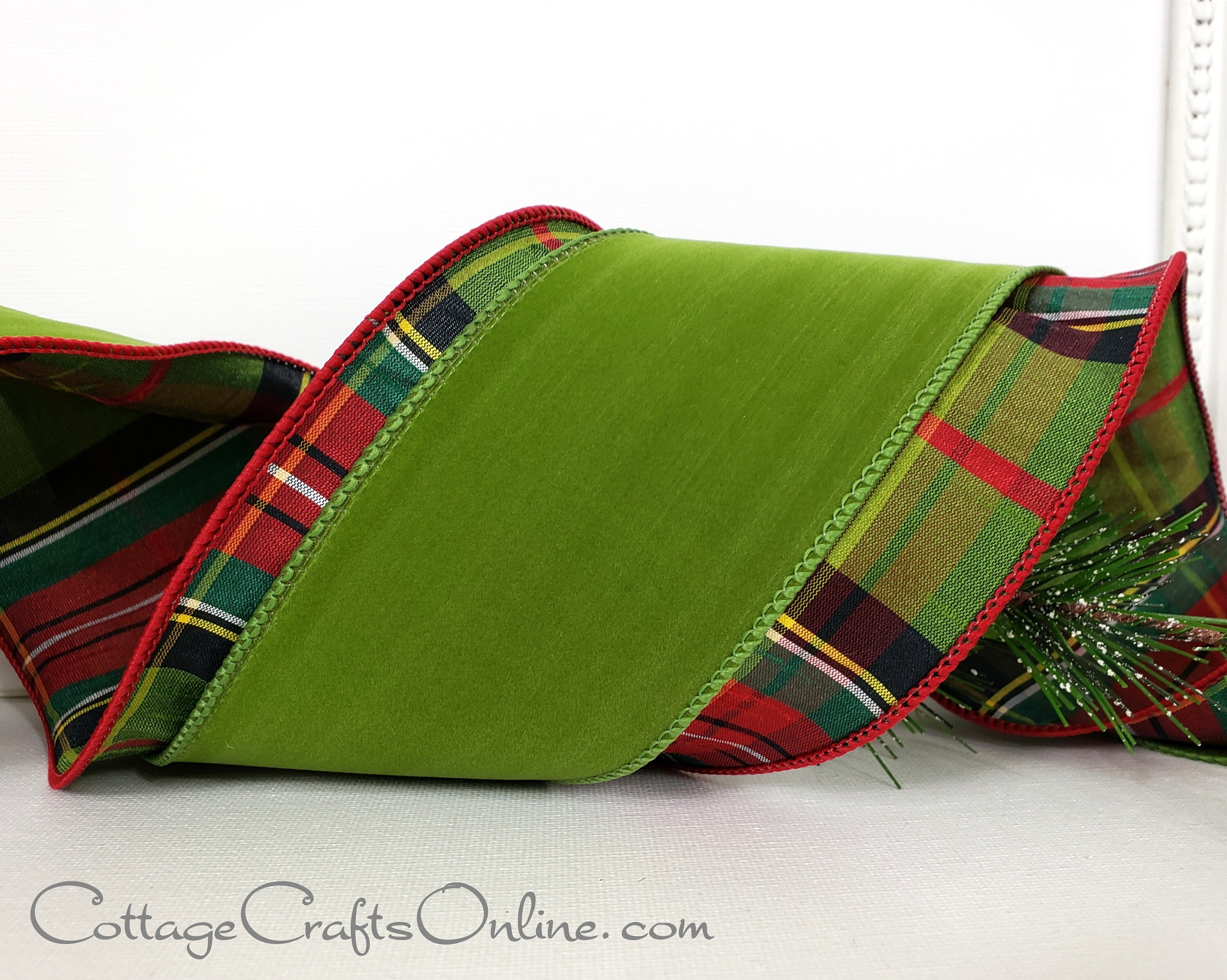 D. Stevens Christmas Wired Ribbon 4 Olive Green Red | Etsy