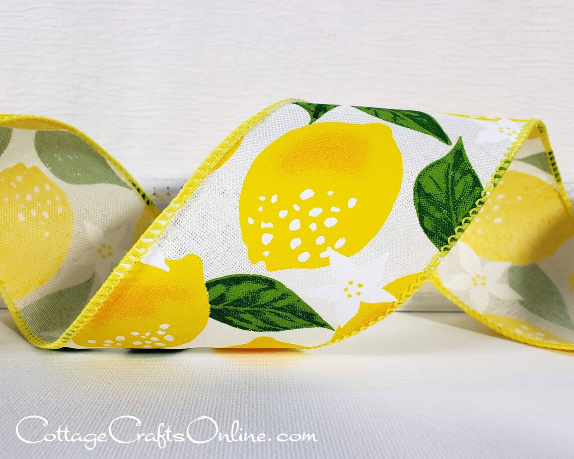 Wired Ribbon TEN YARD ROLL 2 1/2 Wide Yellow Lemon | Etsy