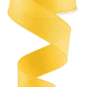 Wired Ribbon, 1.5", Bright Yellow Open Cross Weave Linen Look - TEN ...