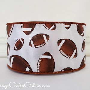 Wired Ribbon, 2.5" Wide, Football Sports Print - TEN YARD ROLL ...