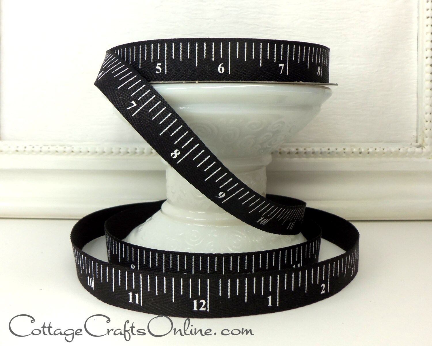 D. Stevens Twill Ribbon 5/8 wide Black White Measuring | Etsy