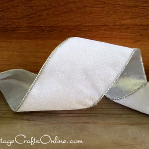Christmas Wired Ribbon, 2 1/2 White Velvet, Silver Lame Back TWENTY ...