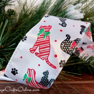 Christmas Wired Ribbon 2 1/2 Christmas Dogs and Puppies - Etsy