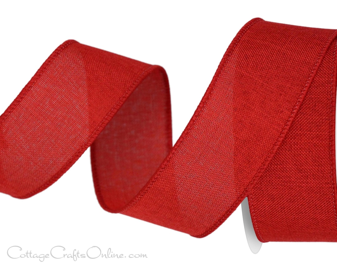 Red Wired Ribbon, Linen Look, 1.5" Wide, TEN YARD ROLL ~ Divinely Royal ...
