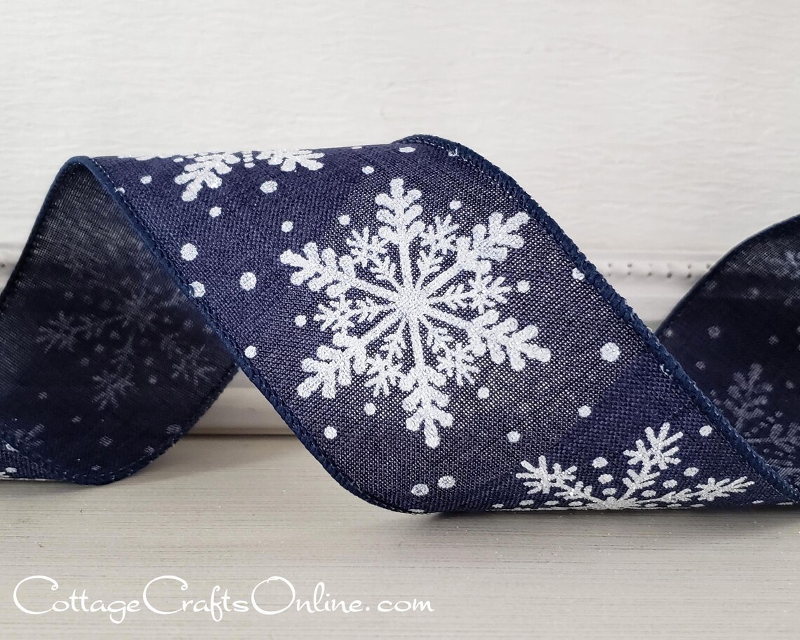 Christmas Wired Ribbon 2 1/2 Navy Blue Linen Bold - Etsy