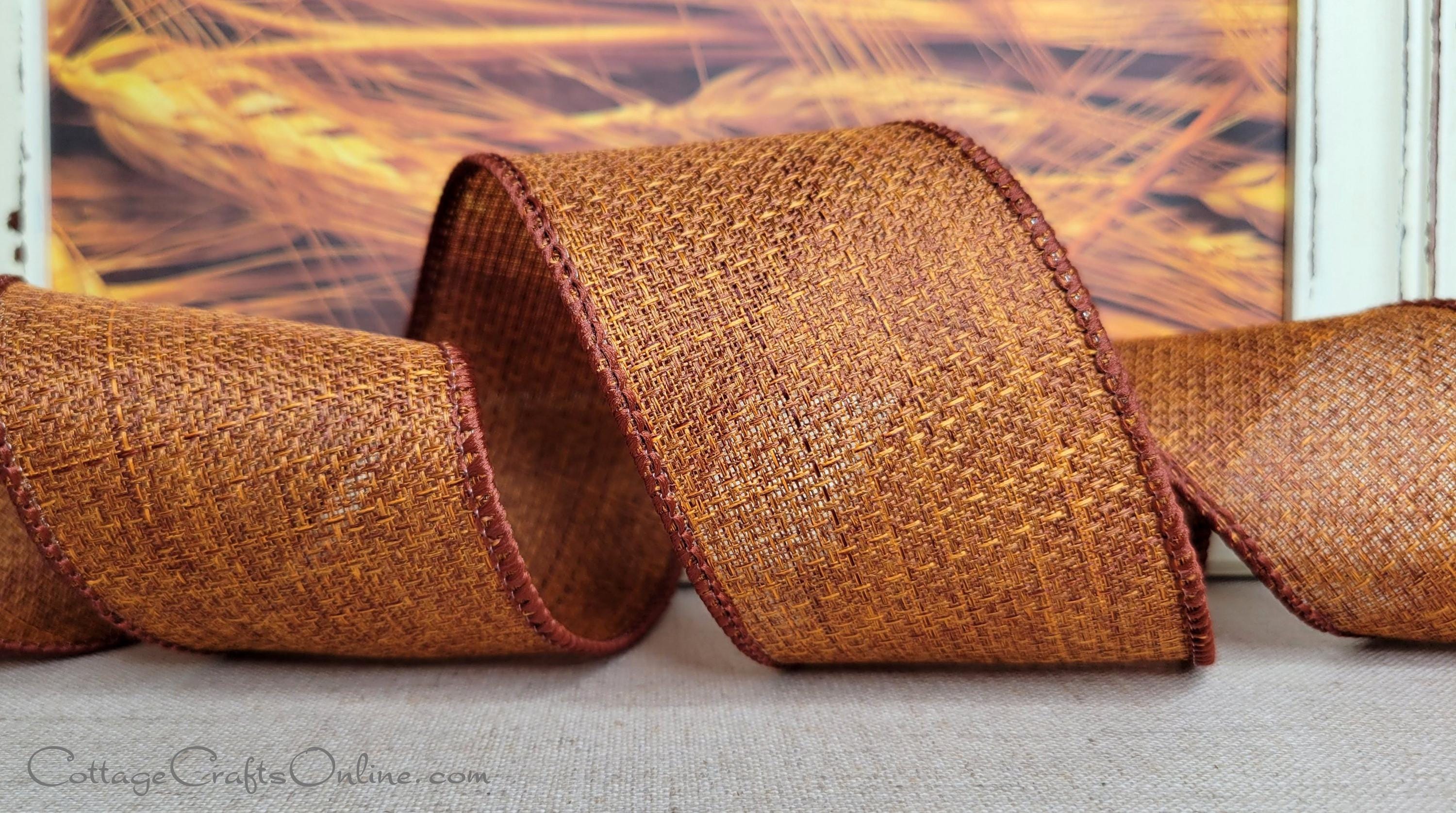 Fall Wired Ribbon, 2.5", Rust Copper Open Cross Weave - TEN YARD ROLL ...