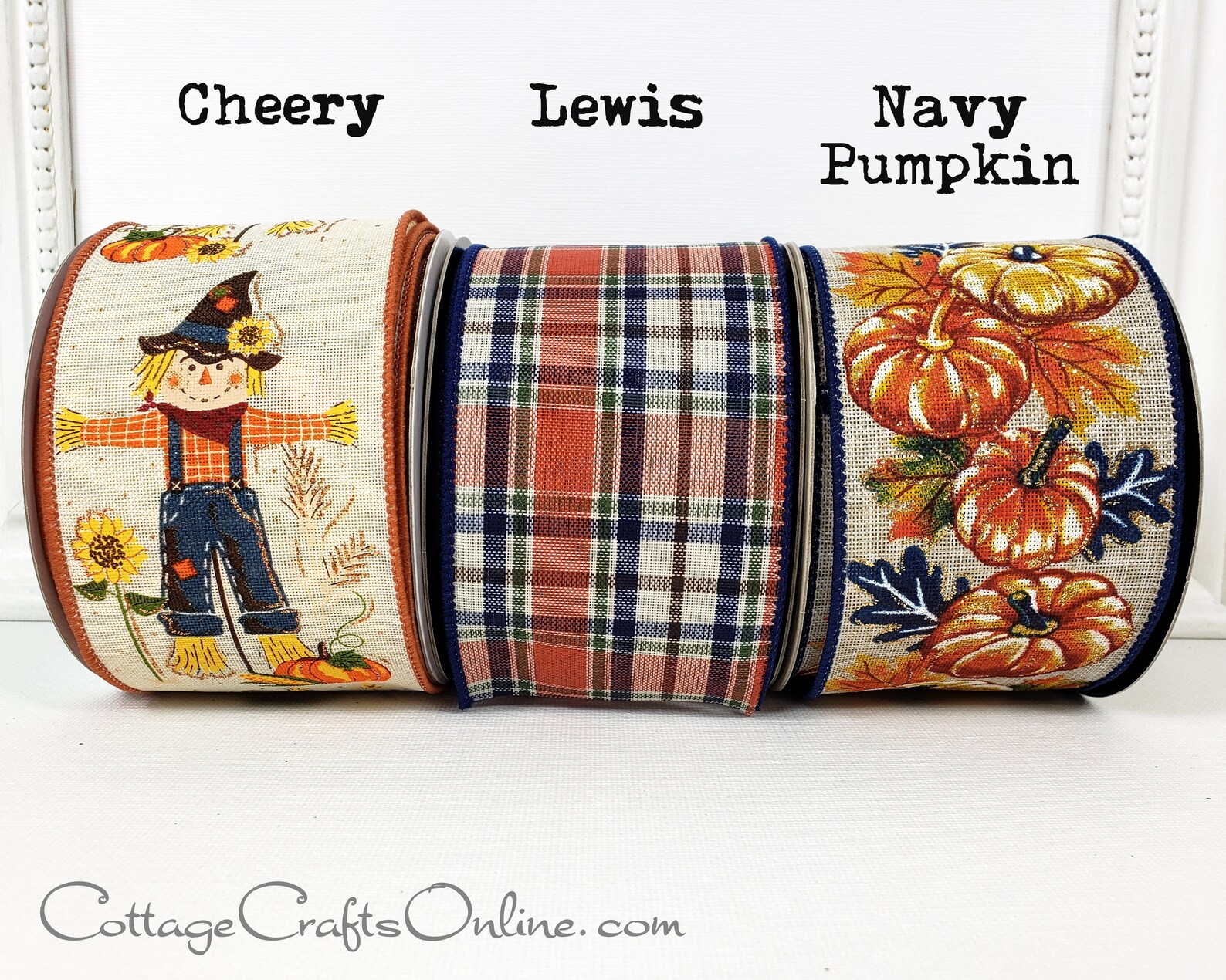 Fall Wired Ribbon 2 1/2 Orange Navy Blue Green Plaid | Etsy