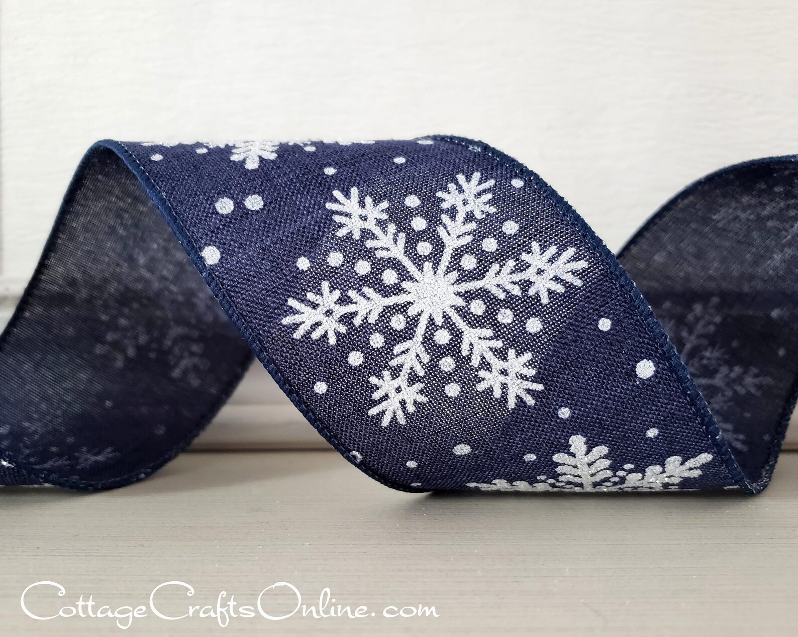 Christmas Wired Ribbon 2 1/2 Navy Blue Linen Bold | Etsy