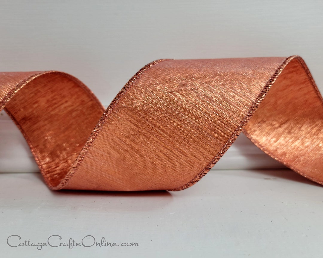 Wired Ribbon, Copper Orange Metallic, 2.5 Inches X Ten Yard Roll ...