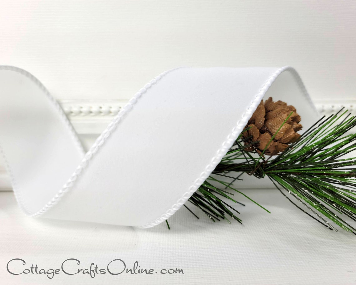 Wired Ribbon, 1.5", White Velvet Style, TEN YARD ROLL ~ Simone 9 ~ - Etsy