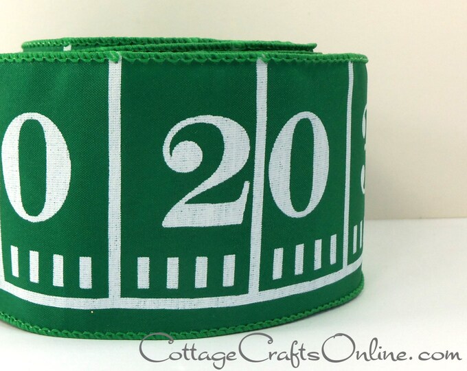 Wired Ribbon, 2.5 Wide, Football Field Sports Print TEN YARD ROLL goal ...