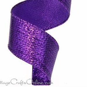 Halloween Wired Ribbon 1 1/2 Purple Metallic Stripe - Etsy