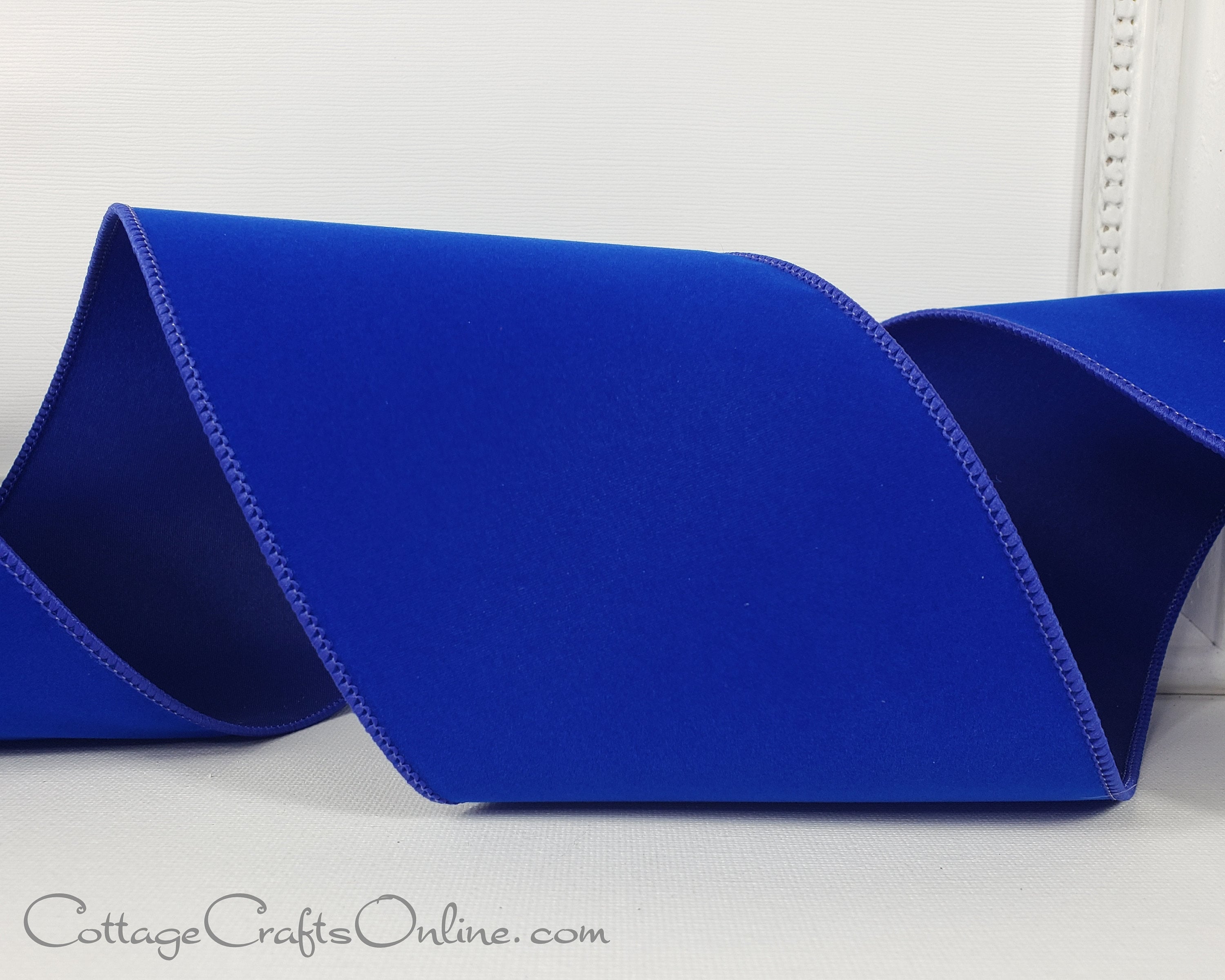 Wired Ribbon 4 wide Royal Blue Velvet Suede Finish | Etsy