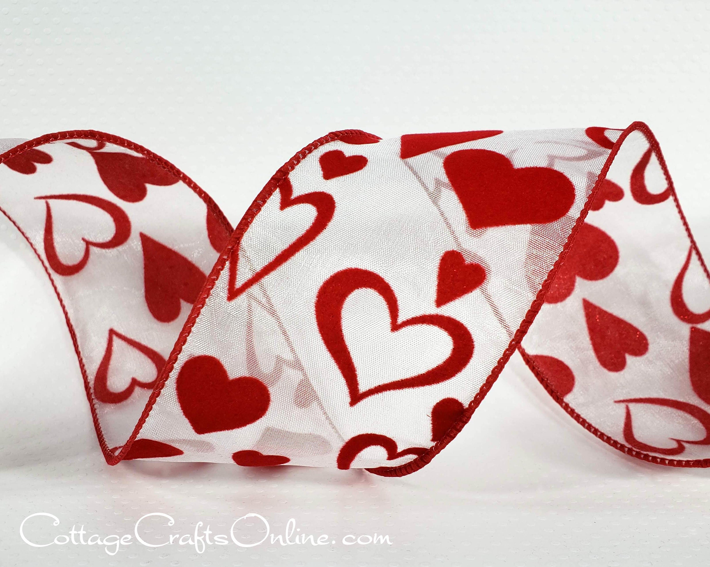 Valentine Wired Ribbon 2 1/2 wide Red Velvet Heart | Etsy