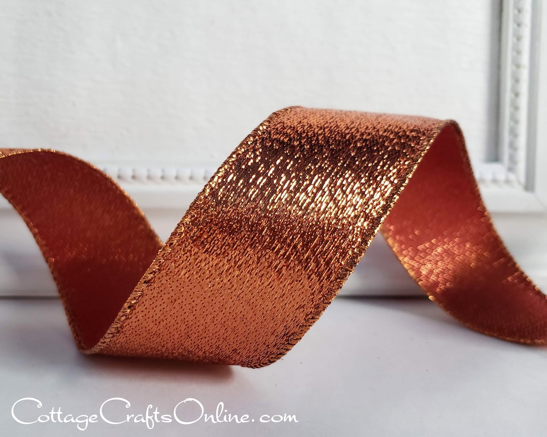 Wired Ribbon, 1.5", Copper Orange Metallic Stripe - TEN YARDS ~ Regina ...