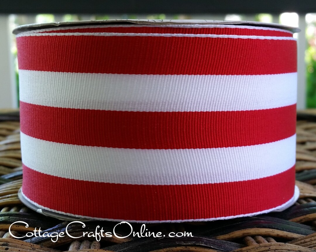 Wired Ribbon 2 1/2 Red and White Stripe TWENTY FIVE - Etsy