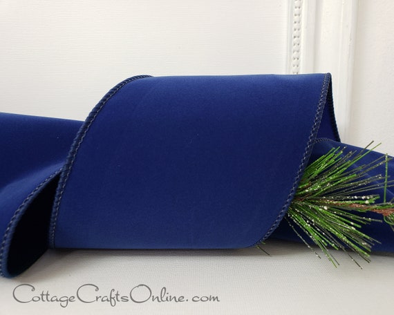Wired Ribbon 4 Wide Navy Blue Velvet Suede Finish - Etsy