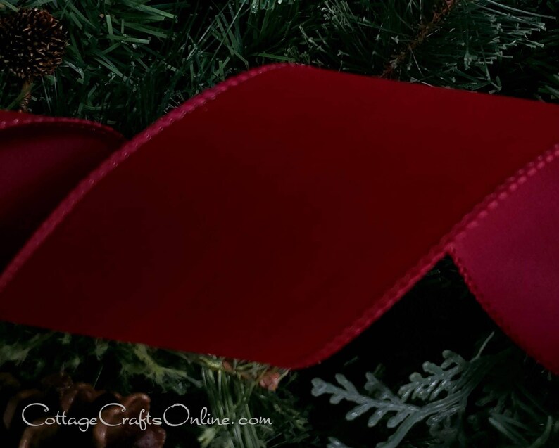 Christmas Wired Ribbon 4 Wide Burgundy Red Velvet - Etsy
