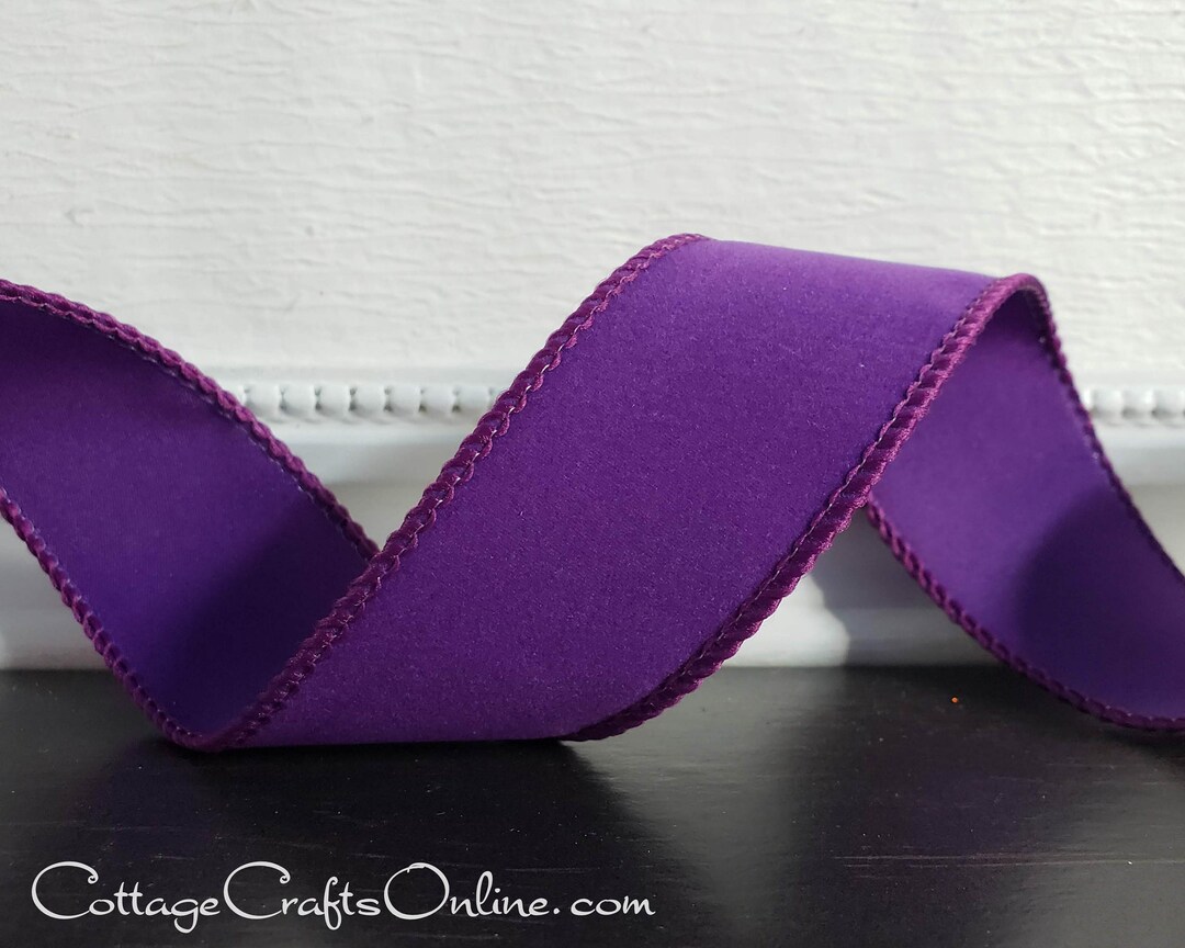 Wired Ribbon, 1.5" Wide, Purple Velvet Suede Finish - TEN YARD ROLL ...