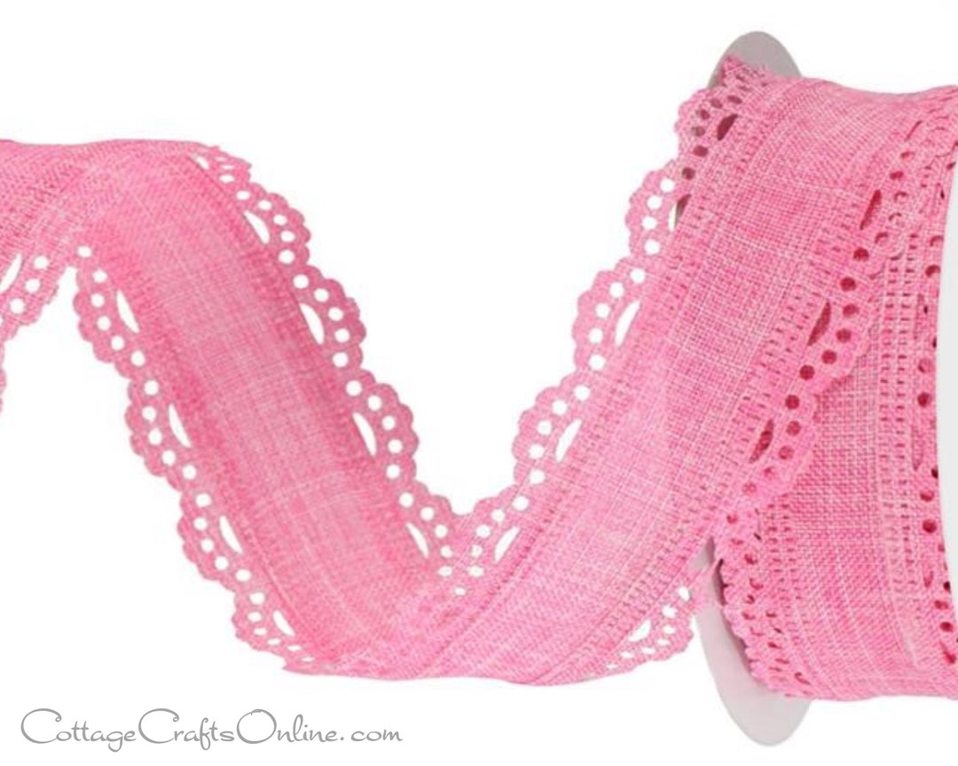 Pink Scalloped Lace Edged Wired Ribbon 1.5 Wide TEN - Etsy
