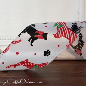 Christmas Wired Ribbon 2 1/2 Christmas Dogs and Puppies - Etsy