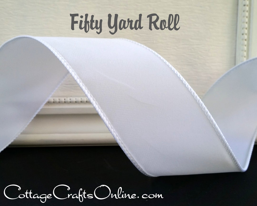 Wired Ribbon, 2.5" White Velvet - FIFTY YARD Roll ~ Simone ~ Christmas ...