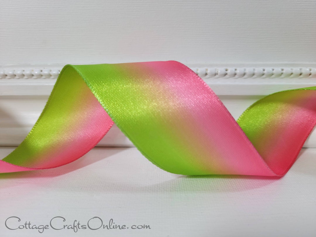Pink Green Ombre Wired Ribbon, TEN YARD ROLL, 1 1/2" Wide, ~ Spring ...
