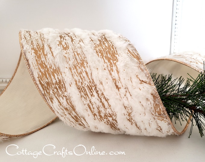 Christmas Wired Ribbon 4 Gold Birch Bark Look With - Etsy