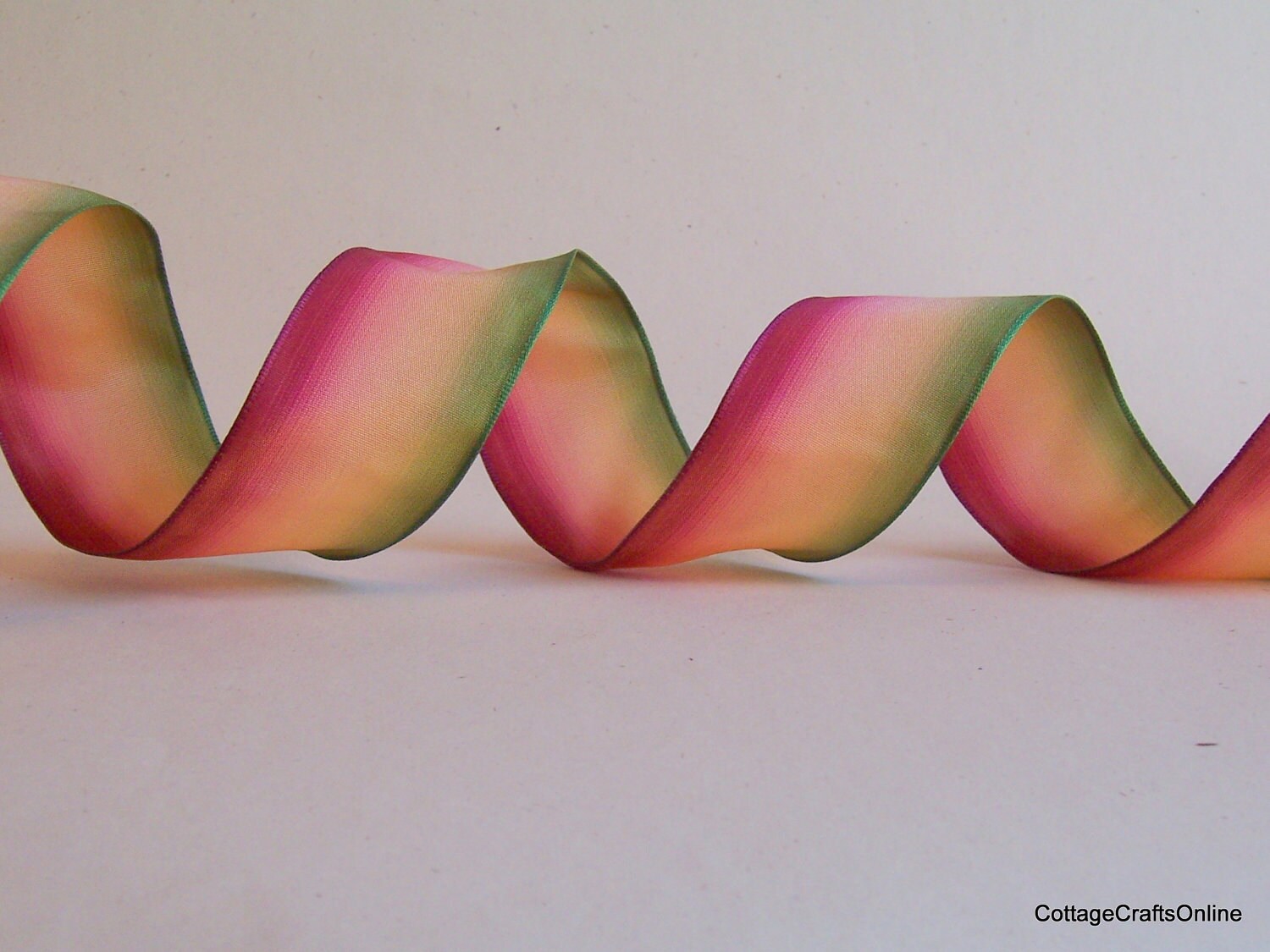 Wired Ribbon 1 1/2 Ombre Mauve Peach and Green - Etsy