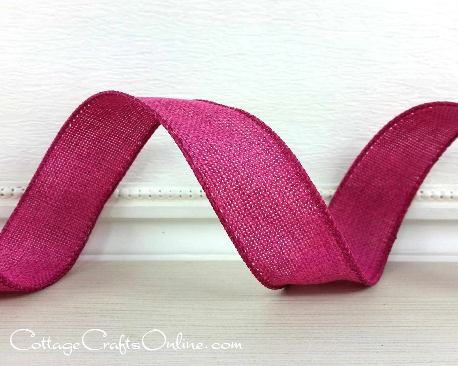 Wired Ribbon 1 1/2 Hot Pink Poly Burlap Linen Look | Etsy