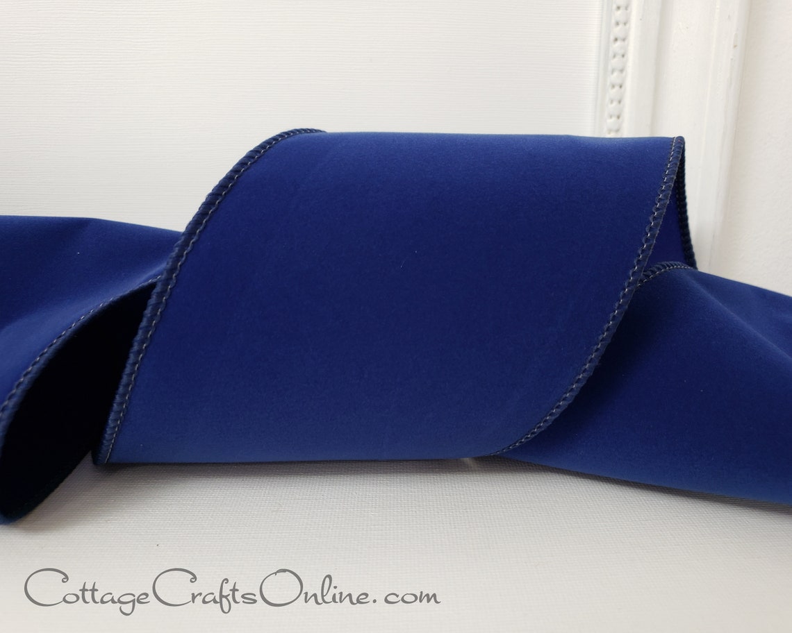 Wired Ribbon 4 Wide Navy Blue Velvet Suede Finish - Etsy