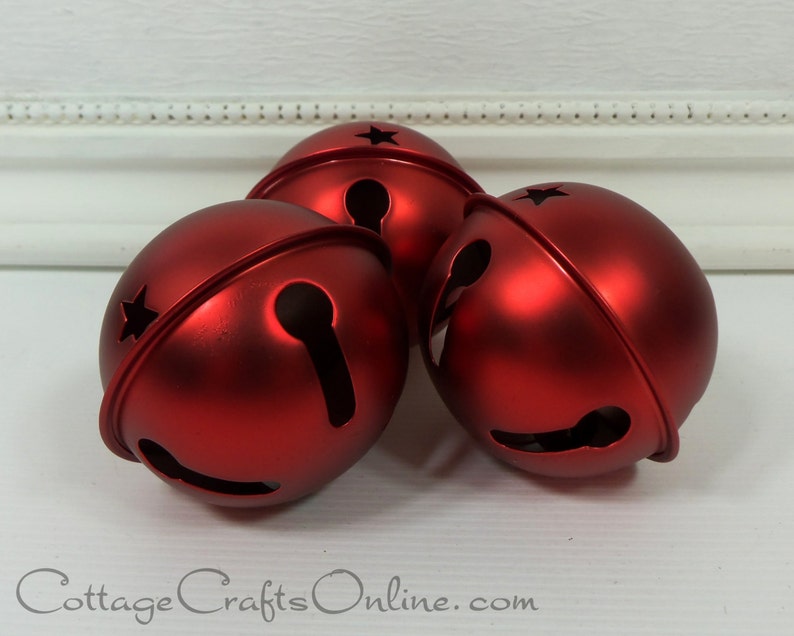 Red Jingle Bells Large 65 mm 2 1/2 SET OF THREE | Etsy