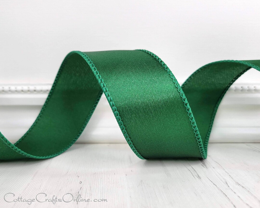 Wired Ribbon, 1.5" Wide, Emerald Green Satin - TEN YARD ROLL ~ Courtly ...