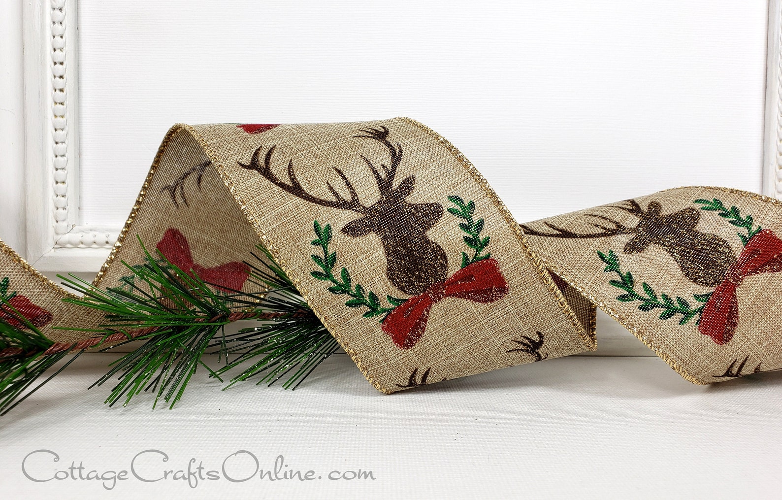 D. Stevens Christmas Wired Ribbon 2 1/2 Brown Deer - Etsy