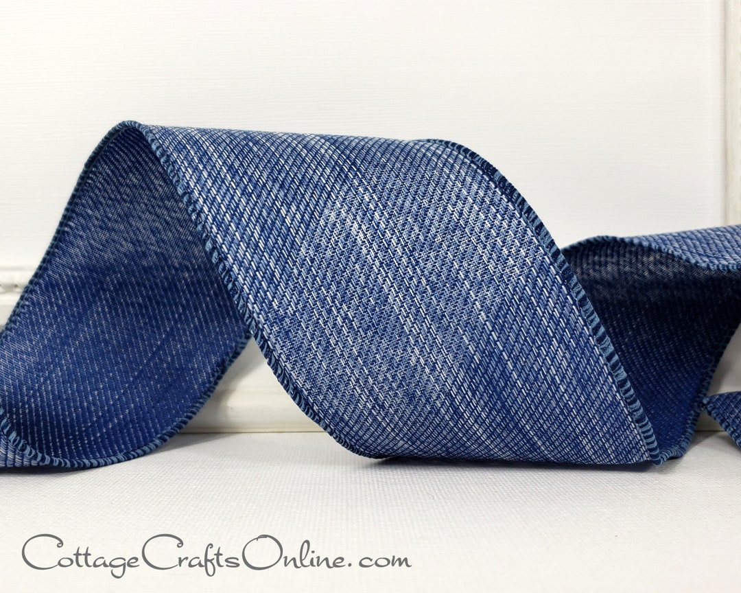 Blue Denim Look Wired Ribbon, 2.5" Wide - TEN YARD ROLL ~ Blue Jean ...