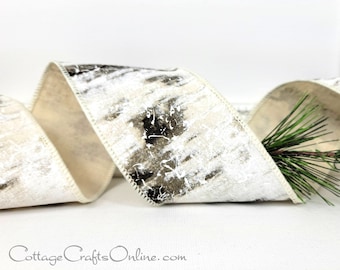 Christmas Wired Ribbon 4 Gold Birch Bark Look With - Etsy