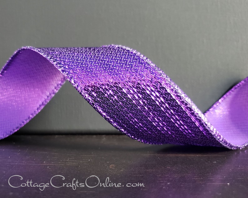 Halloween Wired Ribbon 1 1/2 Purple Metallic Stripe - Etsy