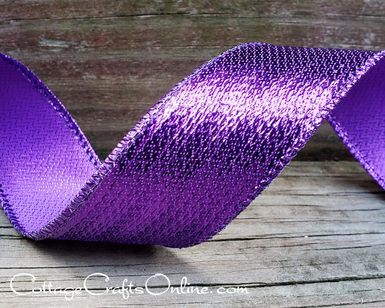 Halloween Wired Ribbon 1 1/2 Purple Metallic Stripe - Etsy