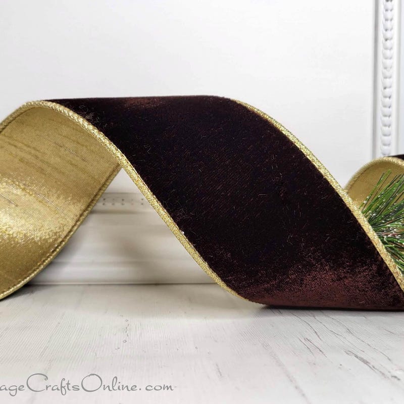 Gold and Brown Velvet Ribbon - Etsy