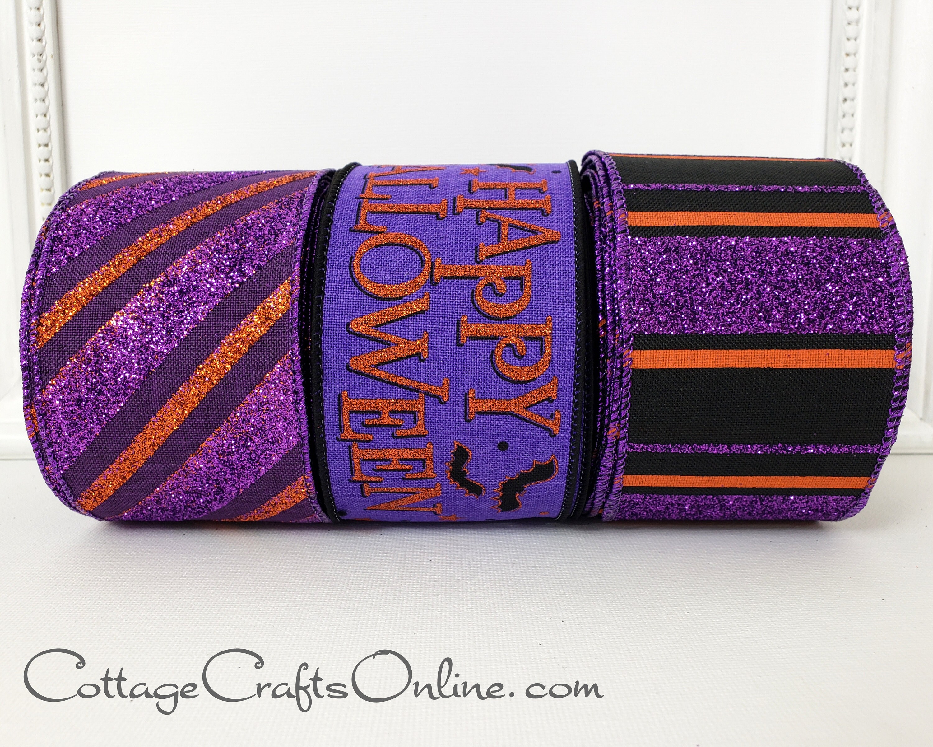 Halloween Wired Ribbon 2.5 Happy Halloween in Orange - Etsy