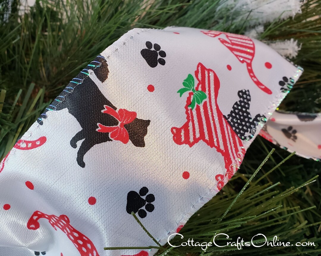 Christmas Wired Ribbon 2 1/2 Christmas Dogs and Puppies - Etsy