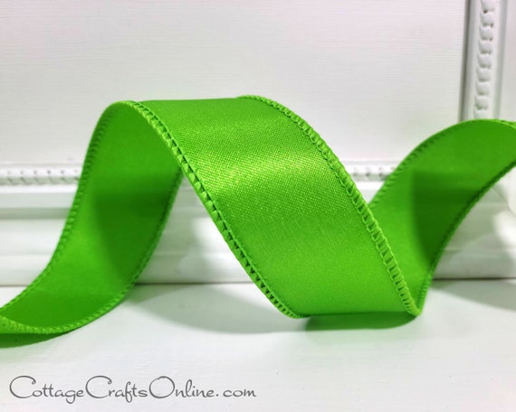 Wired Ribbon 1.5 Wide Lime Green Satin TEN YARD ROLL Courtly Lime 9 Apple Green Spring Christmas Halloween Wire Edged Ribbon Etsy Ireland