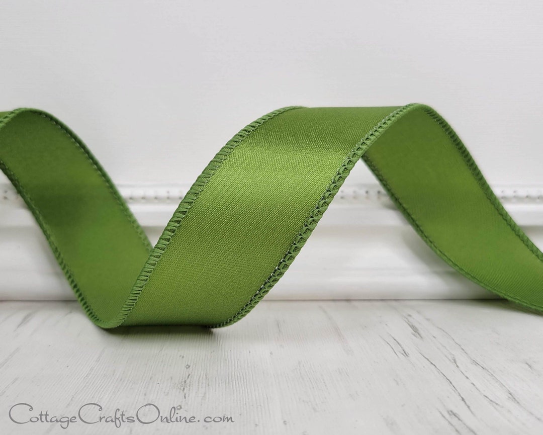 Wired Ribbon, 1.5" Wide, Moss Green Satin - TEN YARD ROLL ~ Courtly 9 ...